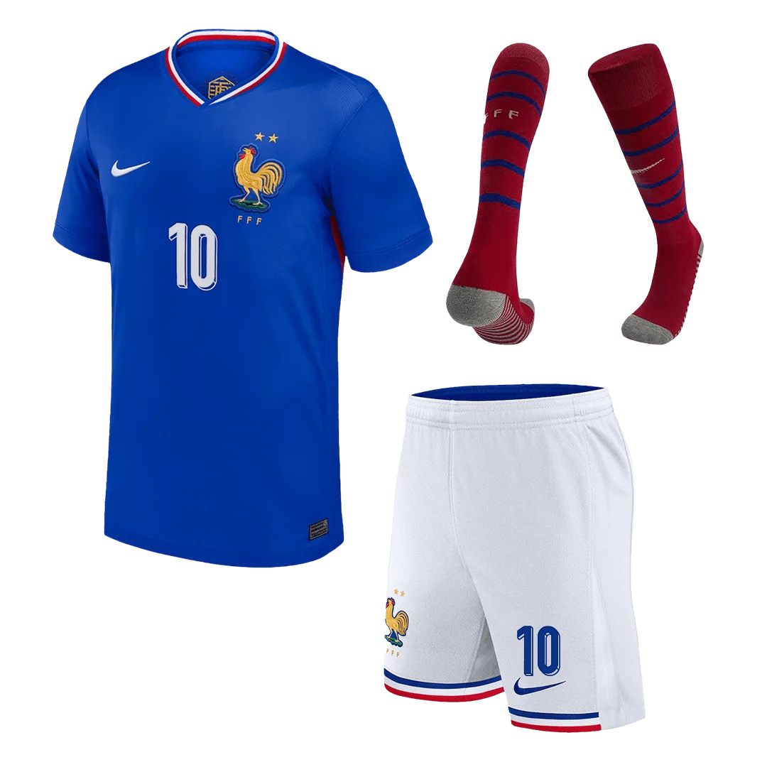 Kids France EURO 2024 Full Soccer Kit Sets MBAPPE #10 Home 2024 ...
