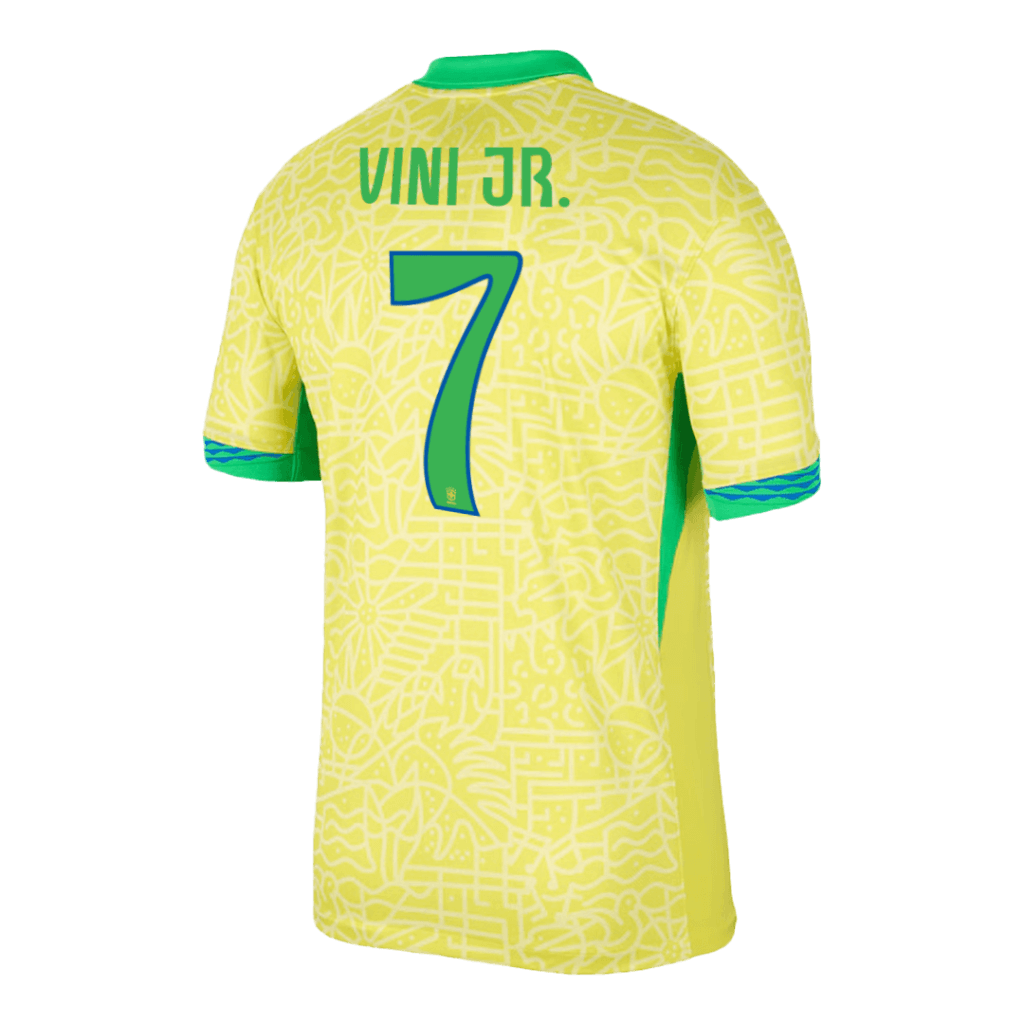 Men Brazil COPA AMÉRICA 2024 Soccer Jersey VINI JR. #7 Home 2024 Fan ...